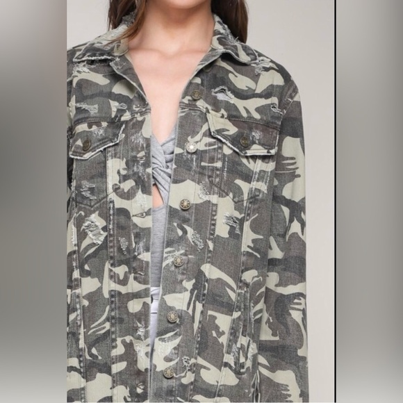 Mustard Seed | Jackets & Coats | Mustard Seed Camouflage Denim Long ...